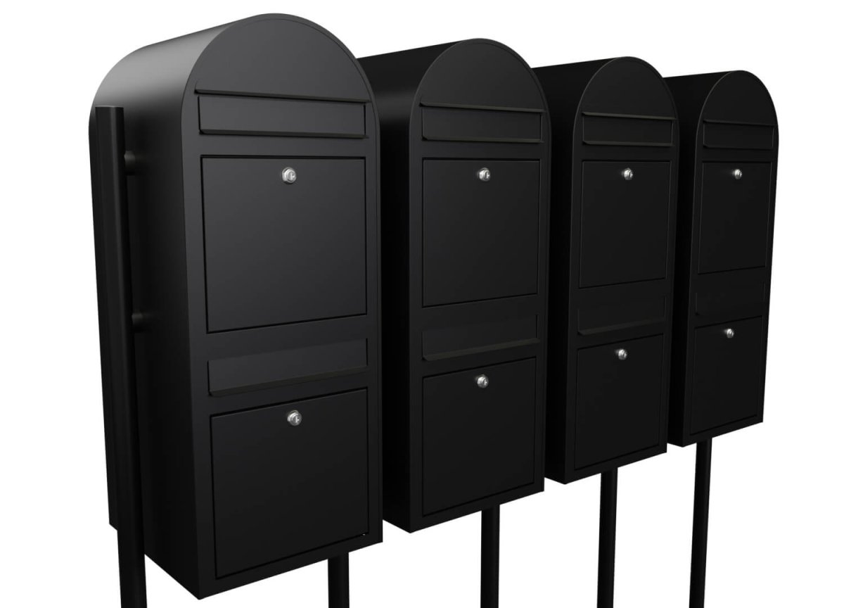 BOBI DUO - Sort Postkasseanlæg med Rør Stander - 8 enheder - På stander ...